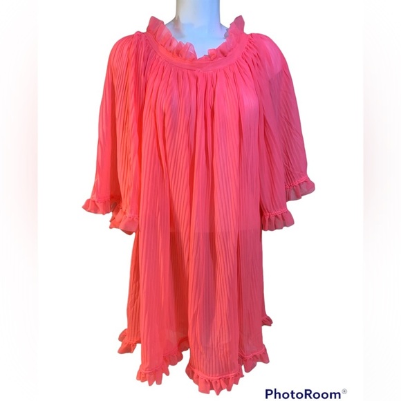 Intimates & Sleepwear | Vintage Neon Pink Sheer Nightie | Poshmark
